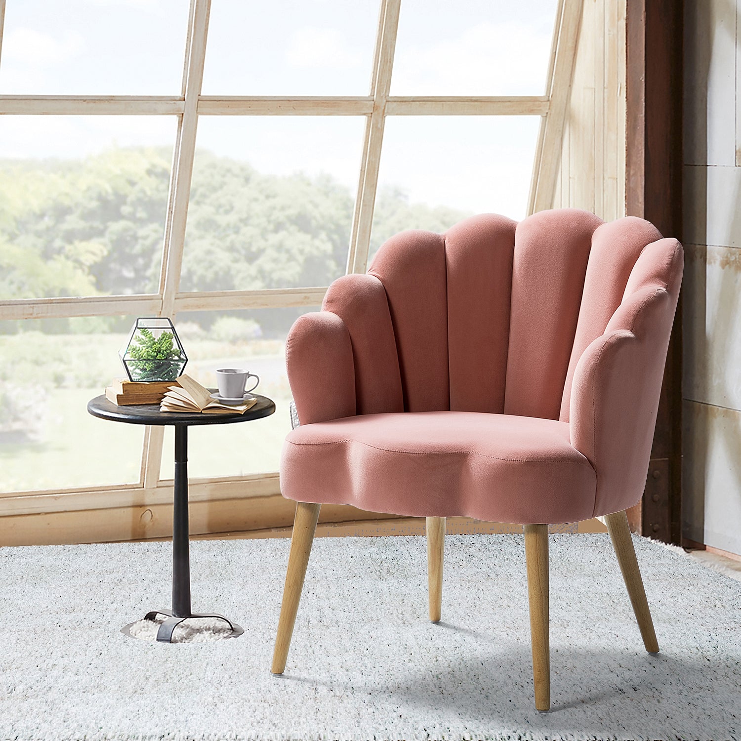 Scalloped velvet chair store