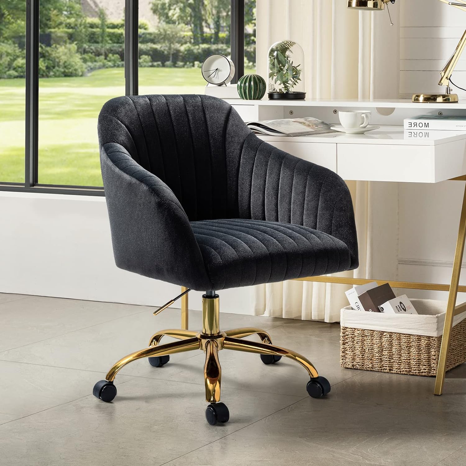 Black velvet vanity chair store