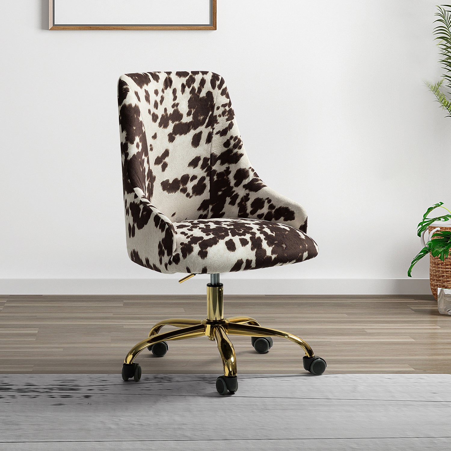 Cow Print Swivel Home Office Chair for Small Space tina s home